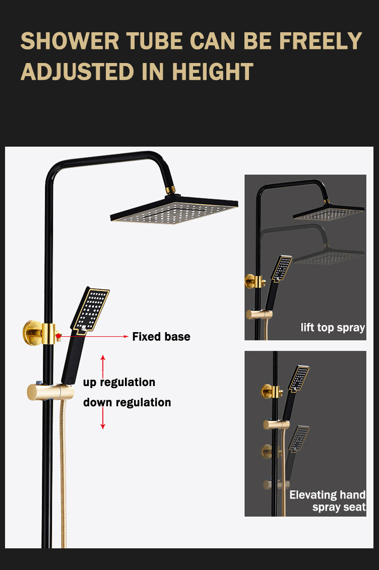 FARIDA 4 in1Black Gold Shower set With Faucet High pressure hot and ...