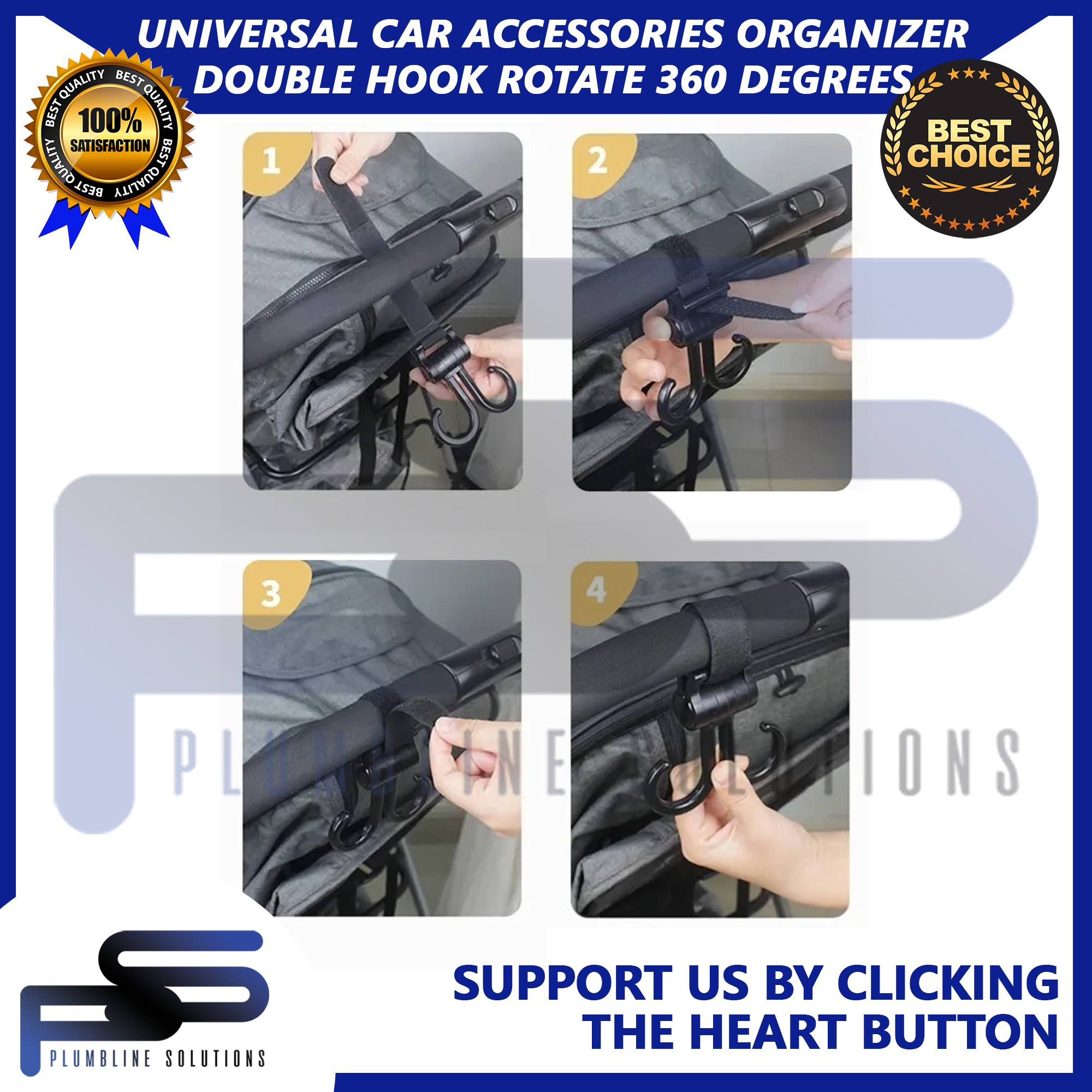 Universal Car Accessories Organizer Double Hook Rotation 360 Degrees ...