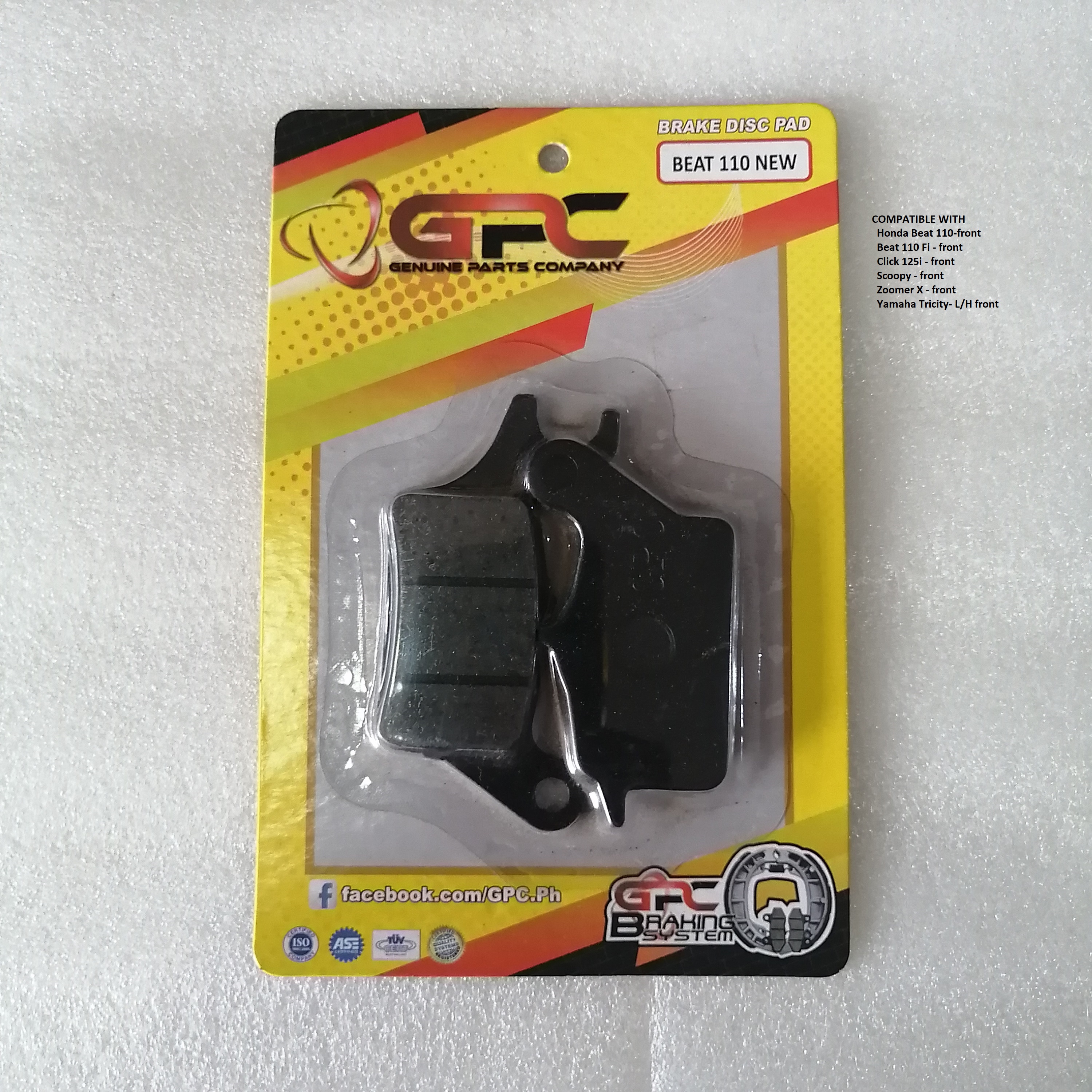 GPC Brake Pads for Honda Beat new, 110 Fi, Click 125i, Click 150i ...