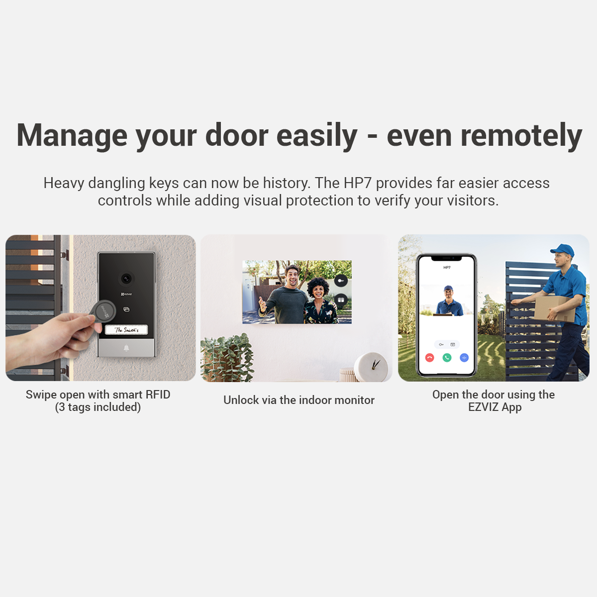 EZVIZ HP7 2K Smart Video Door Viewer Wire Free Peephole Security Camera ...