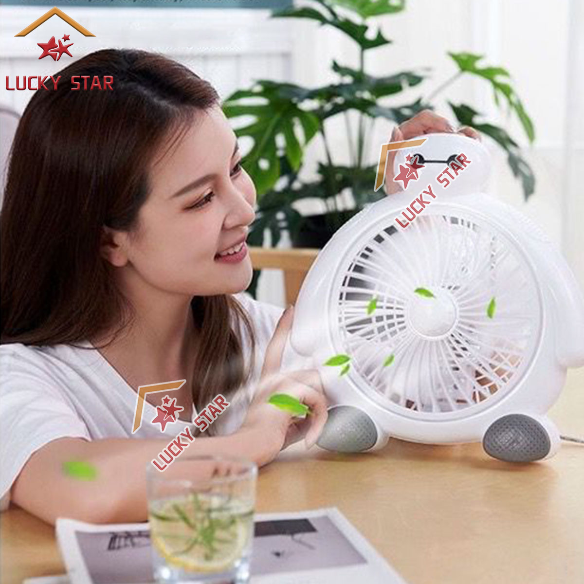 Portable Cute Cartoon Character Desk Fan Electric Mini Fan With Led ...