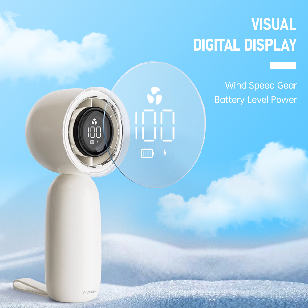 Orashare HF05 Mini Fan Rechargeable High Speed Turbo Strong Wind 5 Gear ...