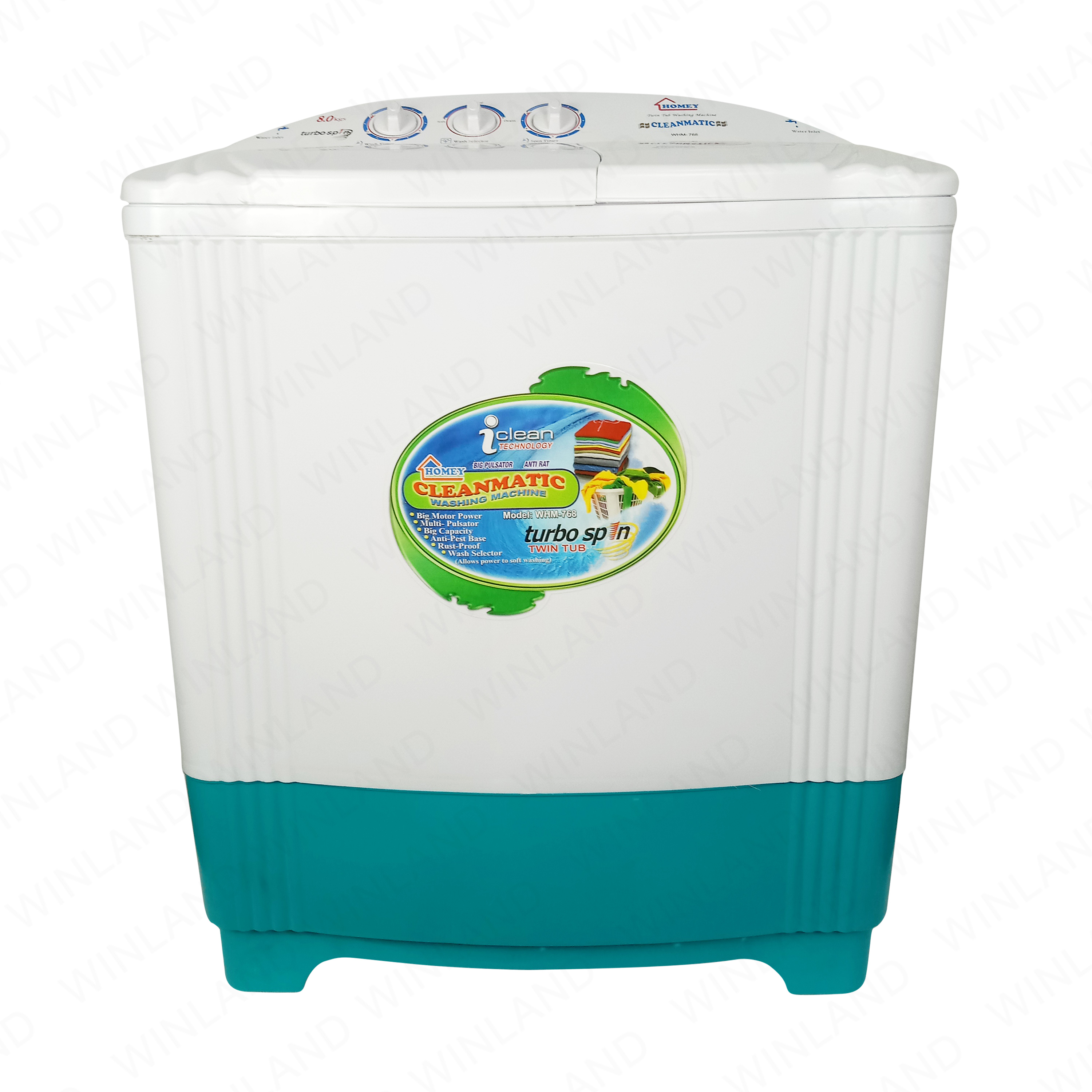 Homey by Winland Cleanmatic 8KG Twin Tub Washing Machine with Spin ...