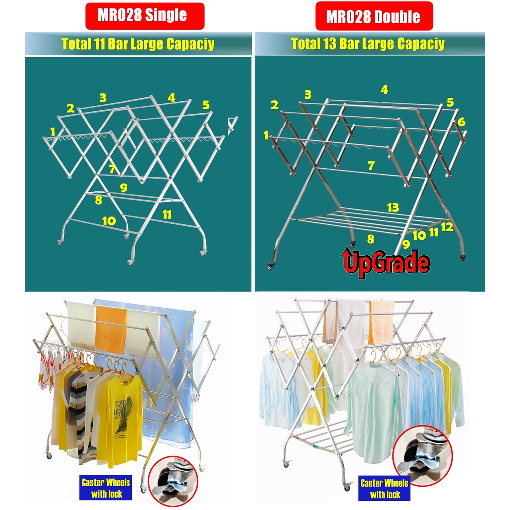 Drying Rack Stainless Steel Clothes Sampayan Hanger Vertical Multi-Bar ...