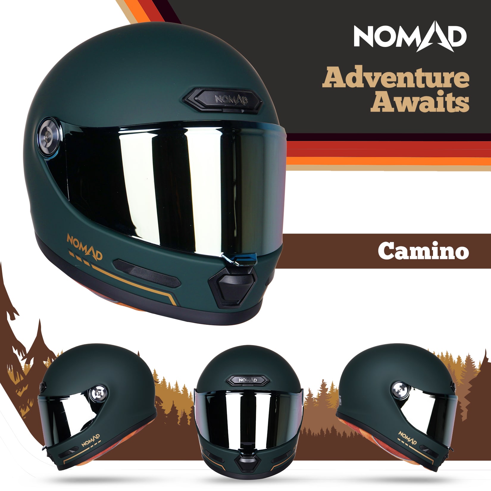 Nomad CAMINO P S0 Full Face Motorcycle Helmet | DOT APPROVED | Free ...