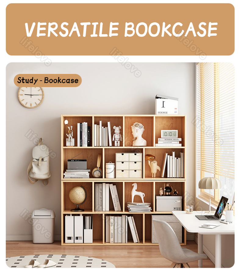 Bookcase With Back Panel Wood Bookshelf Storage Rack Display Cabinet ...