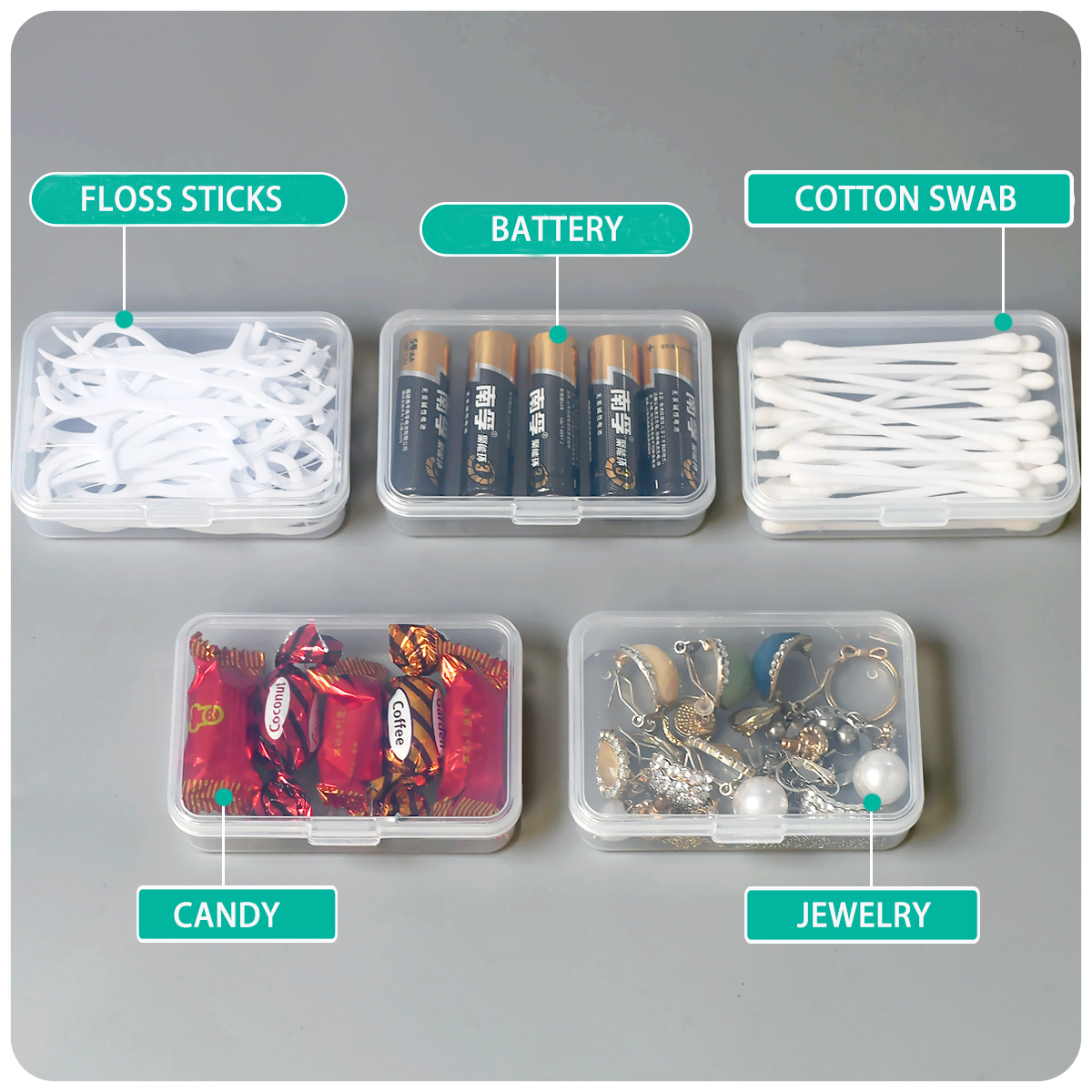 5pcs Clear Plastic Pack Pins Earplug Office Stationery Storage Boxes ...