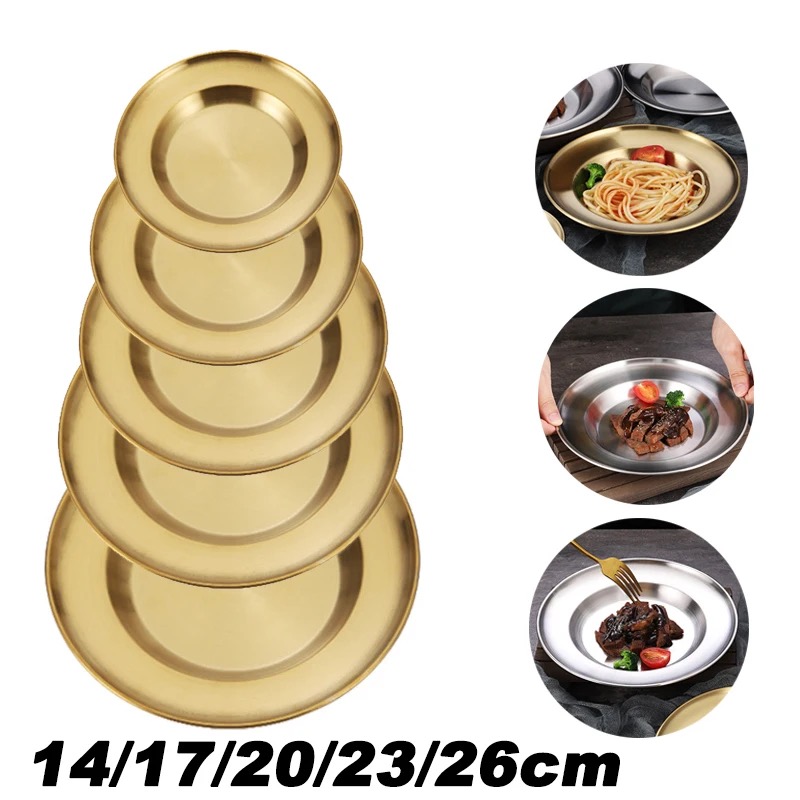 Plate Set Stainless Steel Deep Plate Round Plates Gold Plate Serving ...