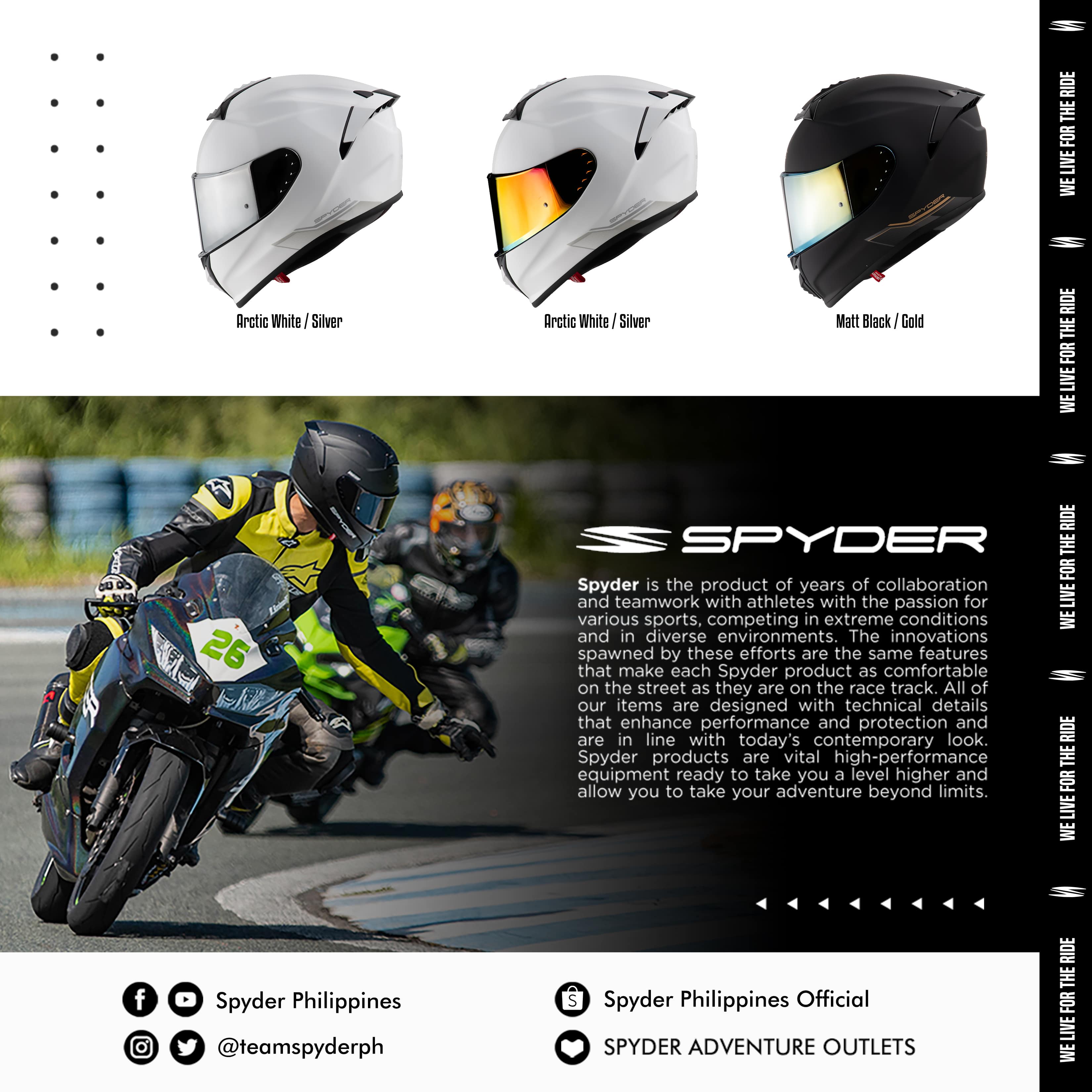 Spyder Flight PD S0A - Full Face Fiber Glass Helmet with Double D-Ring ...