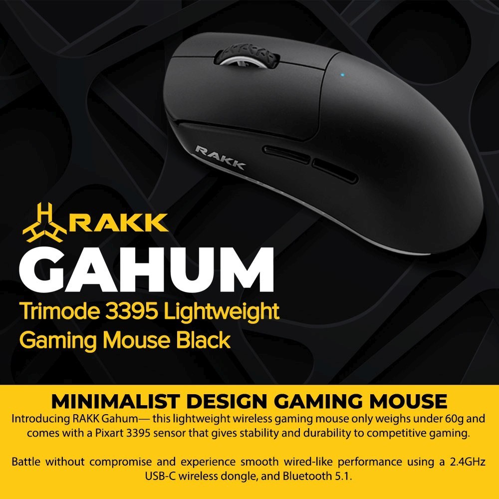 EasyPC | Rakk Gahum PAW 3395 wireless gaming mouse| Trimode| Black ...