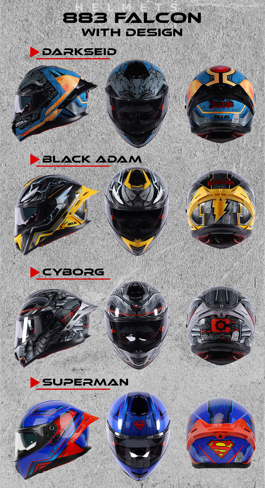 GILLE 883 Falcon Yellow Green With Design Helmet Full Face Dual Visor ...