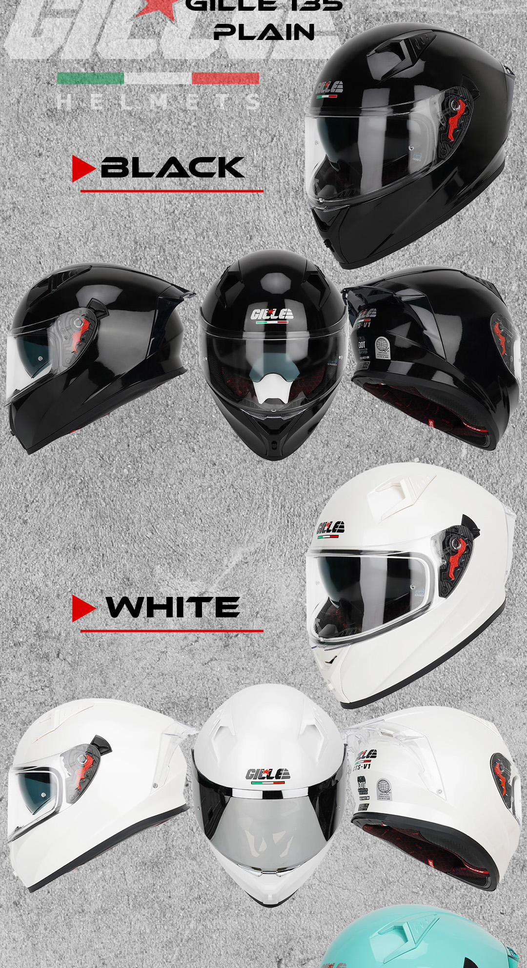 Gille Helmet 135 GTS V1 PLAIN Motorcycle Helmet Full Face Dual Visor With Keychain | Shopee ...