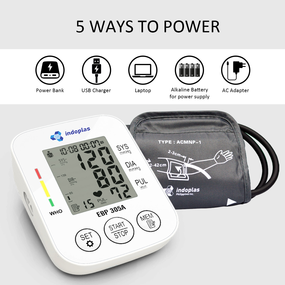 Indoplas EBP305A USB-C Powered BP Blood Pressure Monitor | Shopee ...