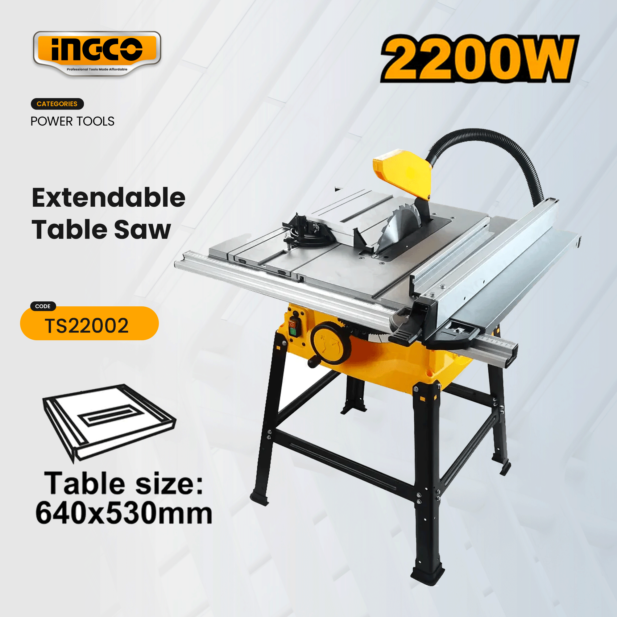 Ingco 2200W Extendable Table Saw TS22002 IPT | Shopee Philippines