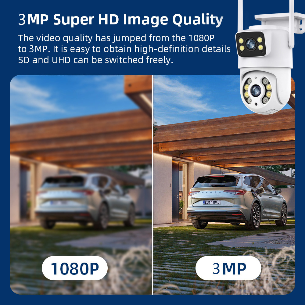 8MP V380 Pro Outdoor Waterproof CCTV Camera WIFI Wireless Dual Lens with Dual Screen Night ...