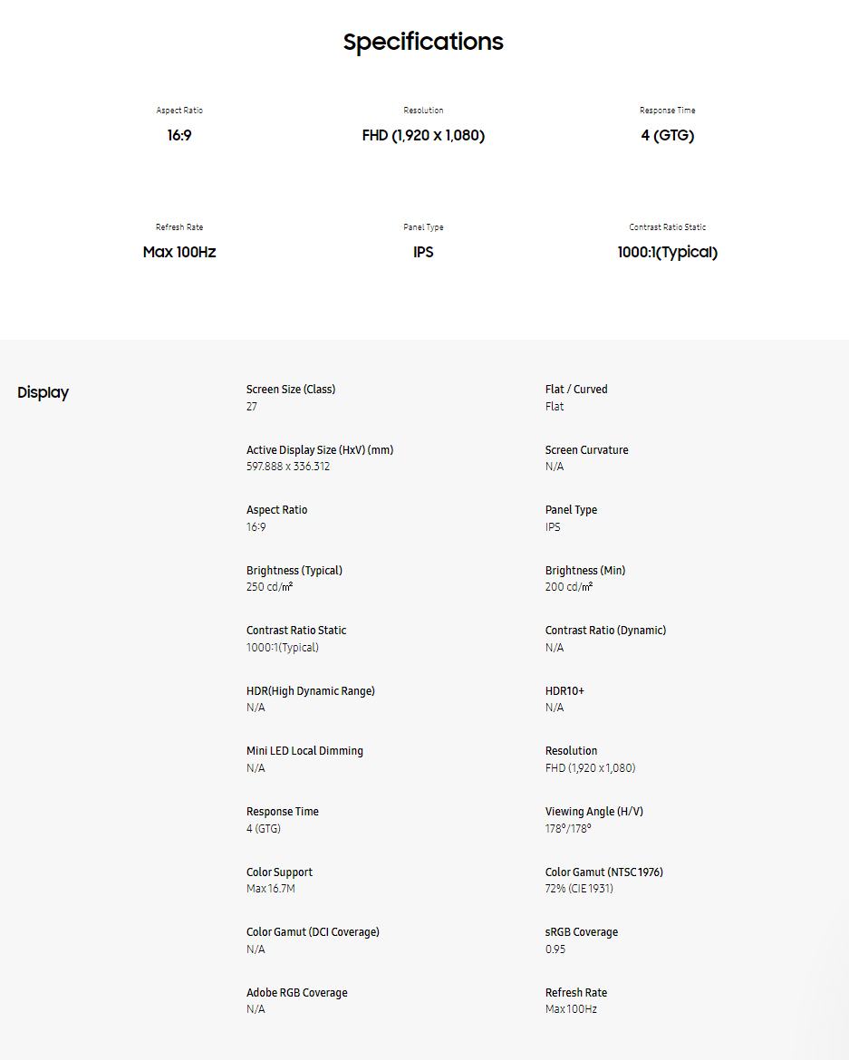 Samsung 27" 100Hz Full HD IPS Essential S3 Monitor LS27C330GAEXXP for ...