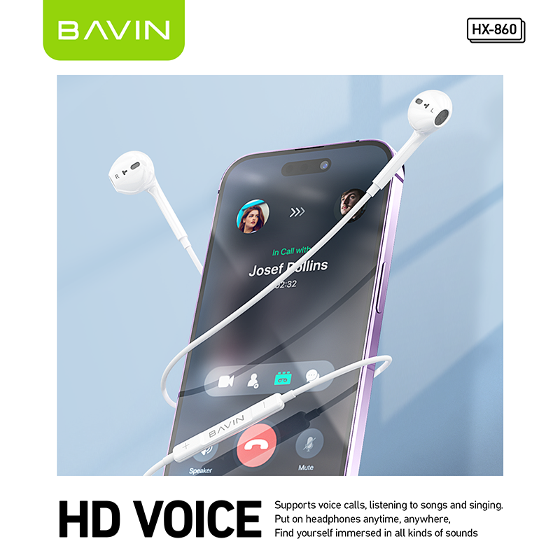 BAVIN HX860 HiFi Wired Earphone Plug & Play Stereo Audio No Bluetooth ...