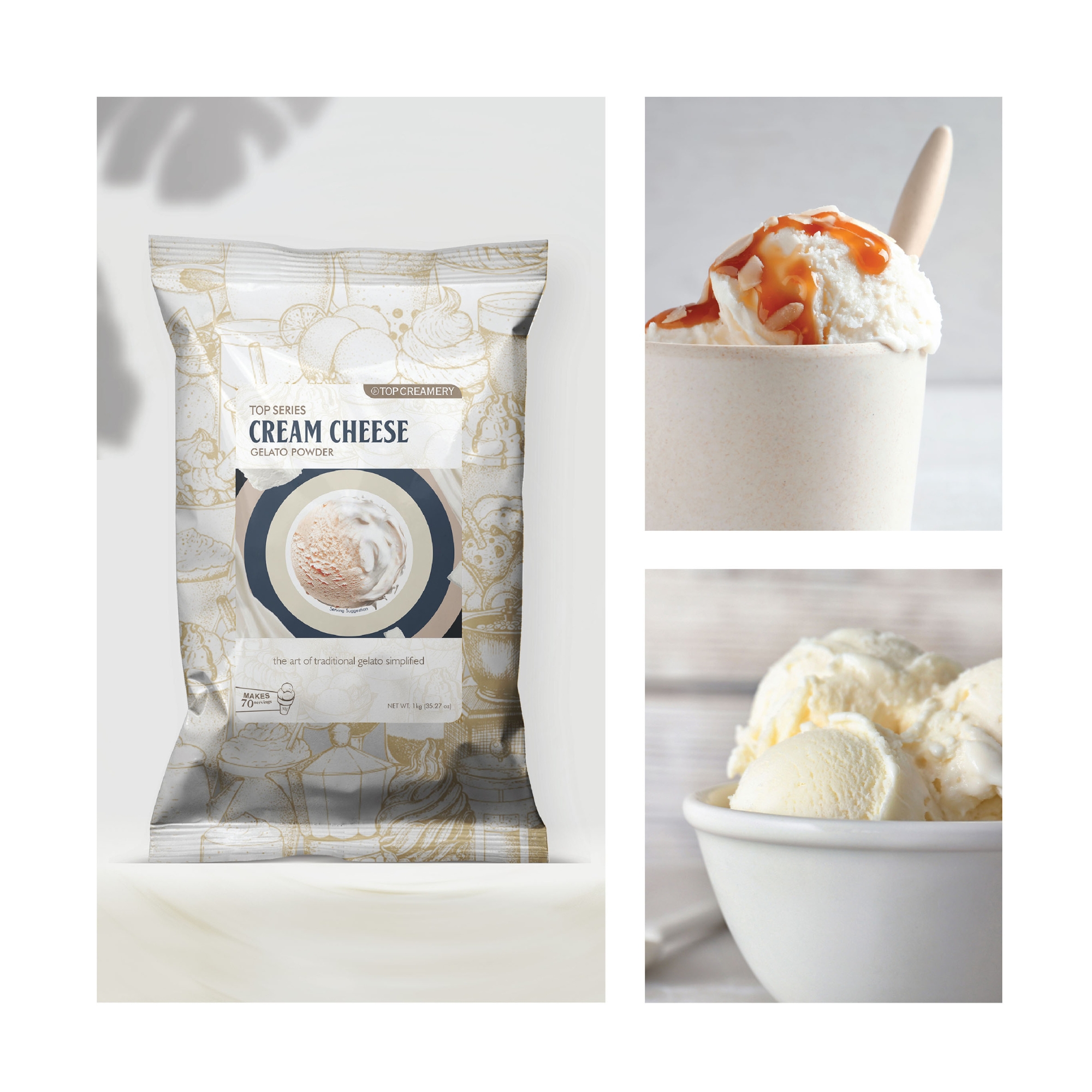 TOP Creamery Top Series Gelato Cream Cheese Ice Cream Powder Premix 1kg ...