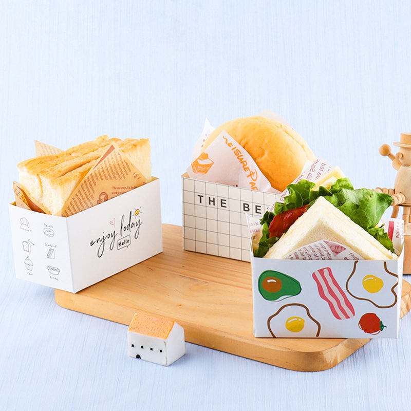 50pcs Sandwich Take Out Boxes Paper Cake Box for Toast Donuts Burgers ...