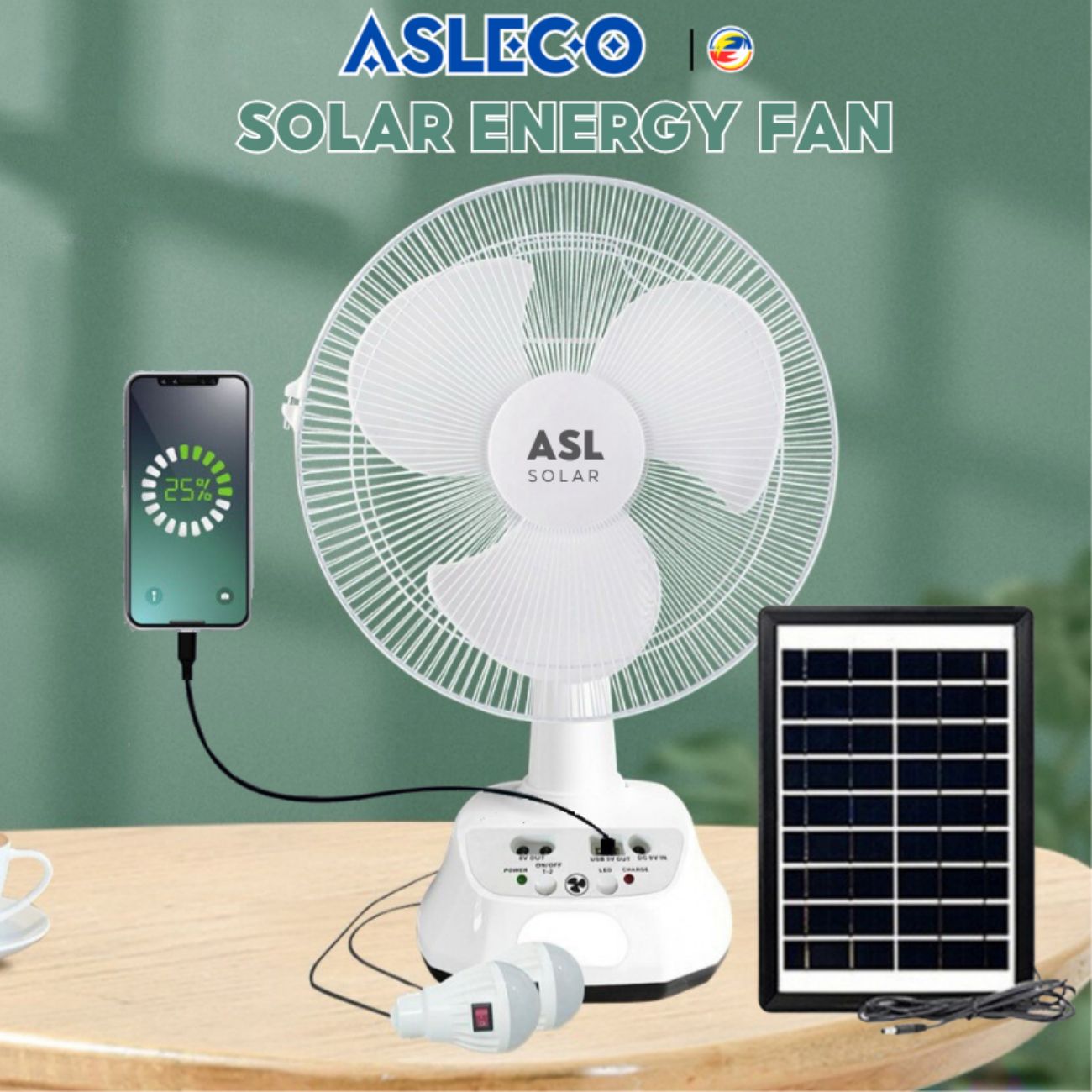 HED 12inch Solar Panel Charging Fan Solar electric fan with charger and ...