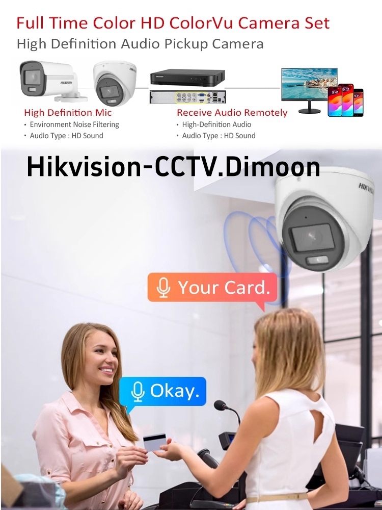 Hikvision 3K 5MP CCTV camera KIT Full color With Audio CCTV Package HD ...