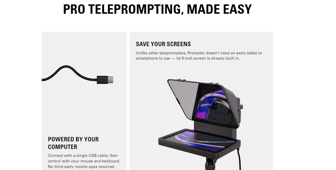 Elgato Prompter, All-in-One Creator's Teleprompter with Built-in Screen ...