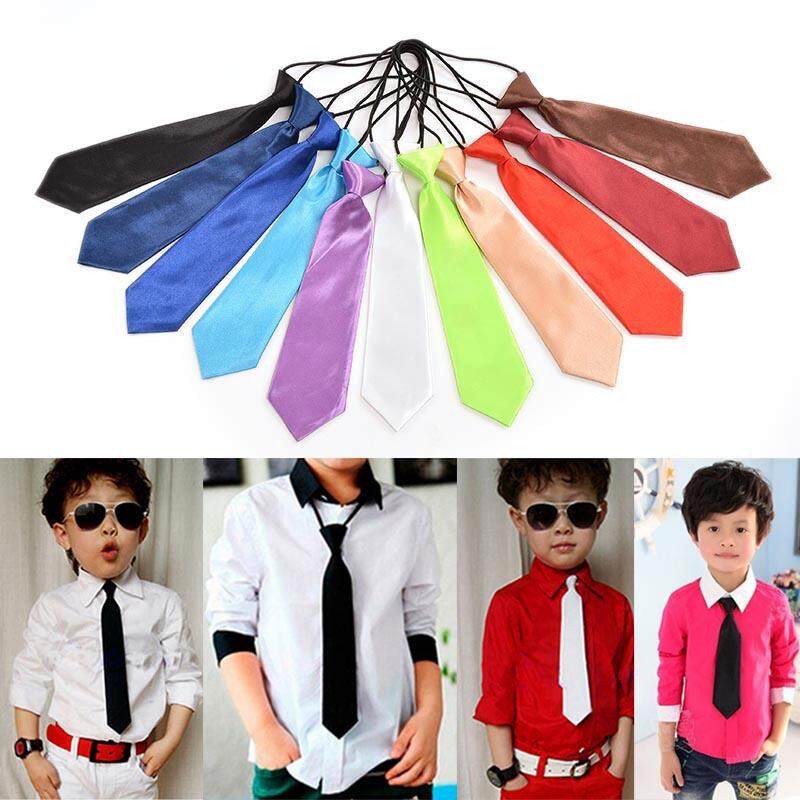 Adjustable Kids Necktie Unisex Fashion Elastic Solid Simple Tie Student ...