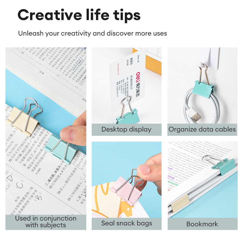 Deli 8/12PCS Long Dovetail Clip Binding Metal Long Tail Ticket Letter ...