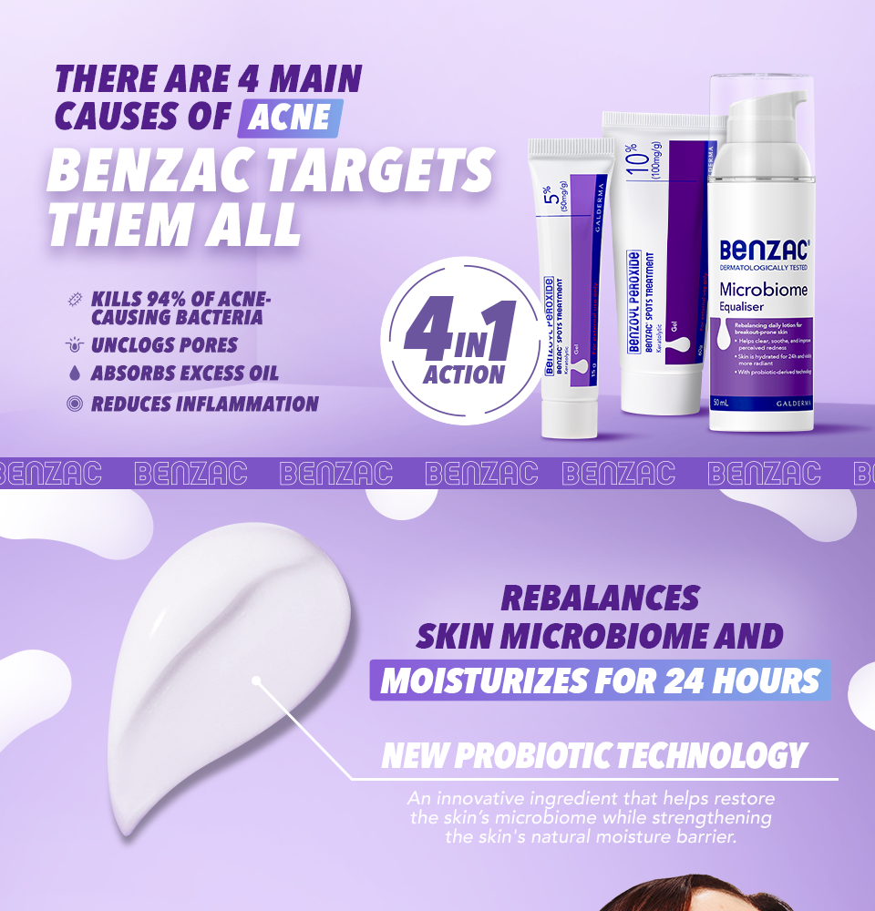 Benzac Microbiome Equaliser 50g [Moisturizer with Probiotic Technology ...
