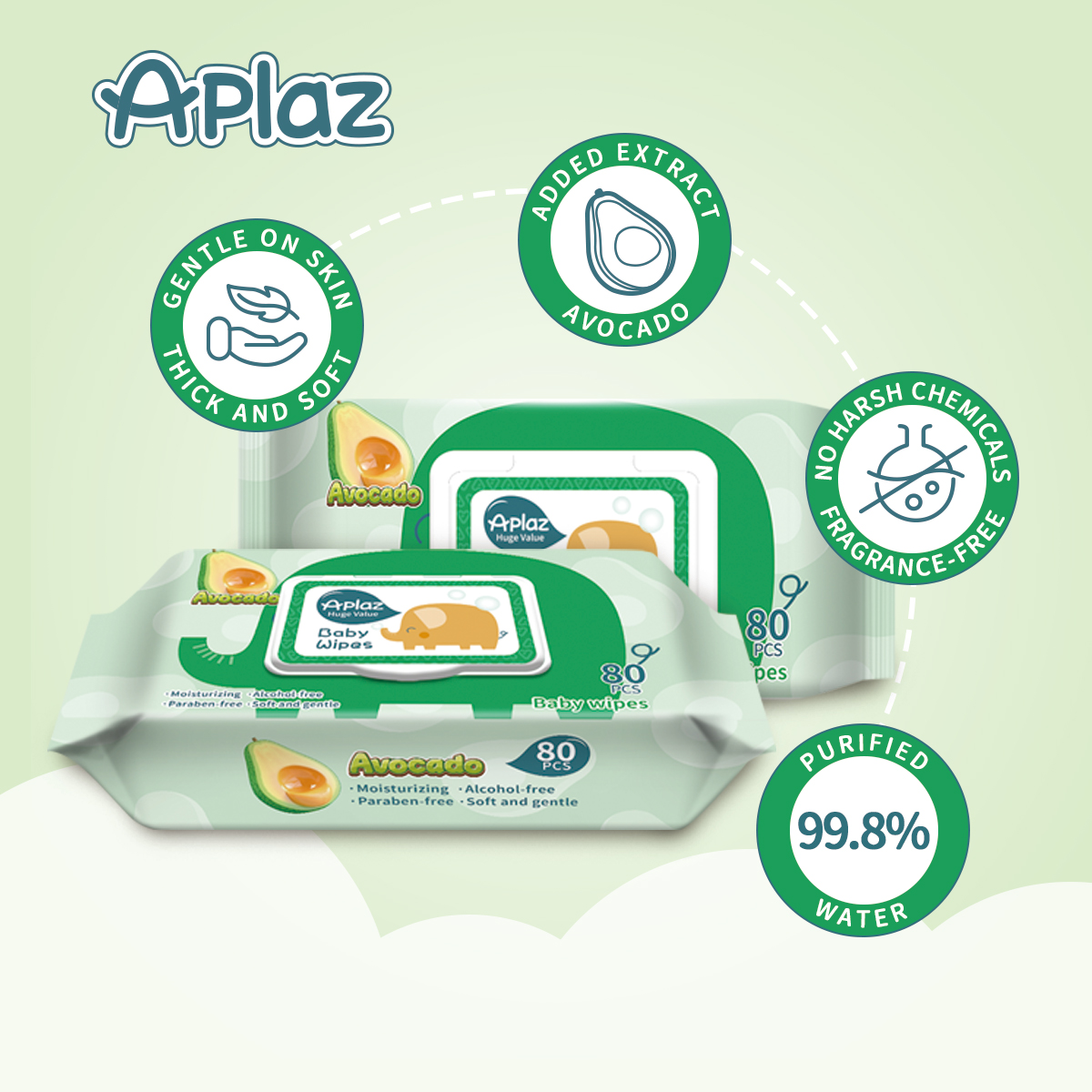Aplaz Unscented Baby Wipes 80 Sheets 3 Pack for Baby and Kids | Shopee ...