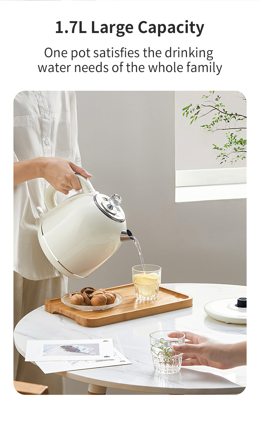 Simplus Electric Water Kettle 1.7L Capacity Double-layer Heat ...