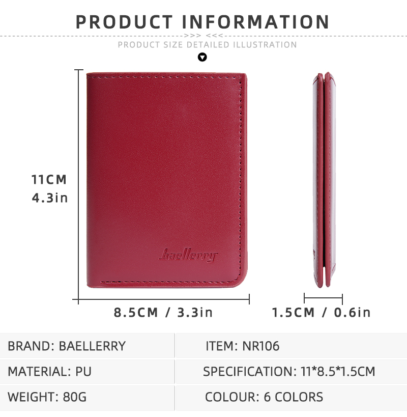 Baellerry Bi-Fold Classic Slim PU Leather Wallet For Women | Shopee ...