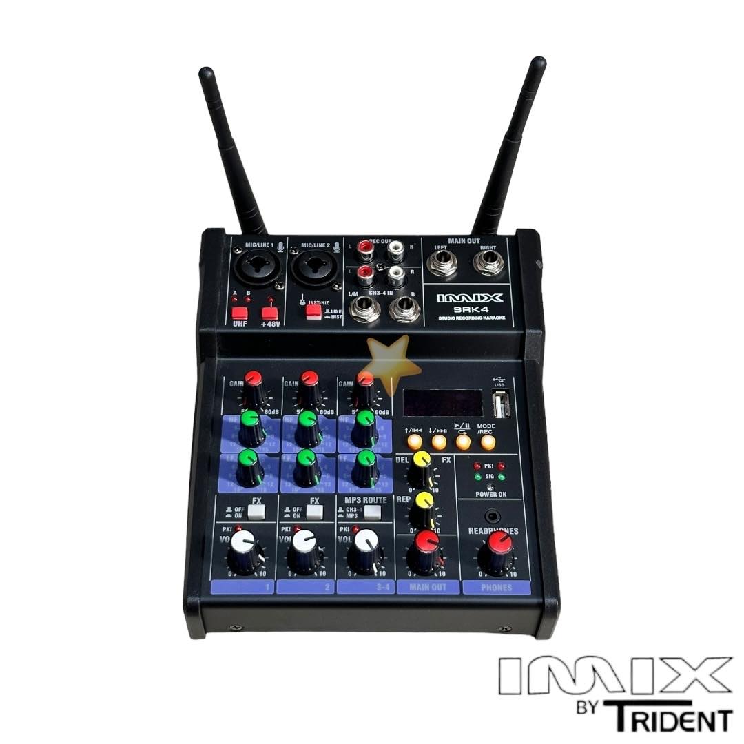 Imix By Trident SRK-4 Mini Mixer with Built In 2 Wireless Mic ...