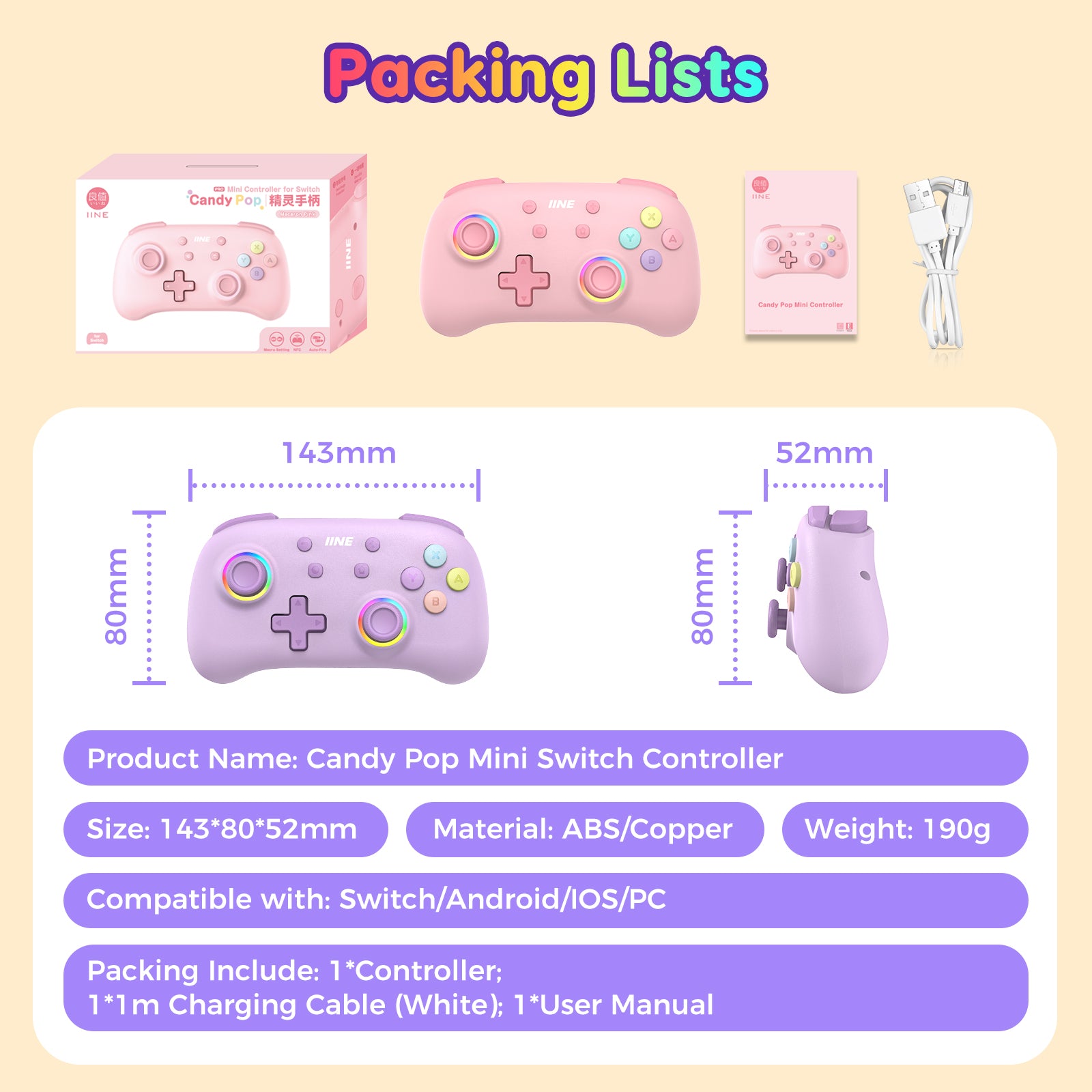 IINE Candy Pop Mini Controller for Switch/ Android/ iOS/ PC | Shopee ...