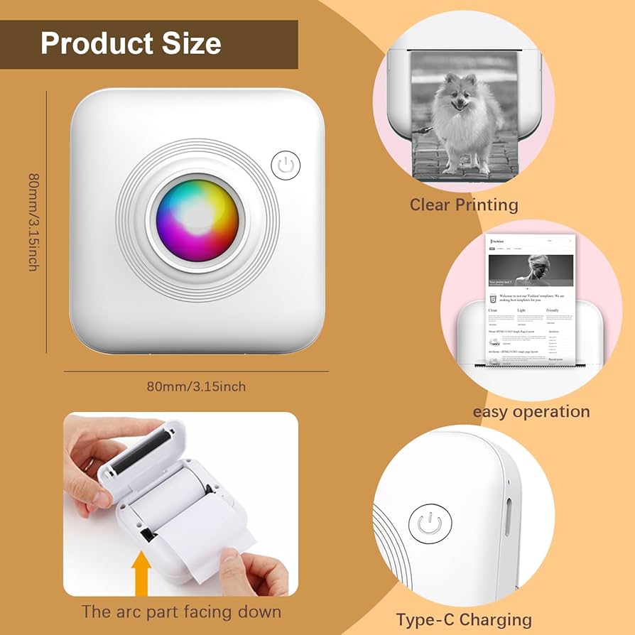 X3 Portable Mini Pocket Printer Instant Inkless BT Thermal Wireless ...