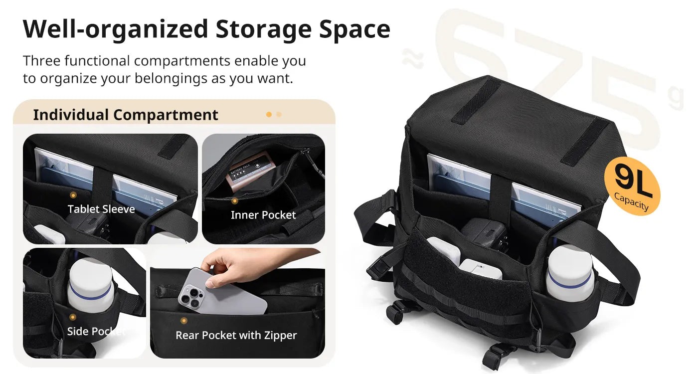 Ulanzi BC08 9L Tactical Camera Sling Bag w/ Tripod Strap Holder, Detachable Dividers & Shoulder ...