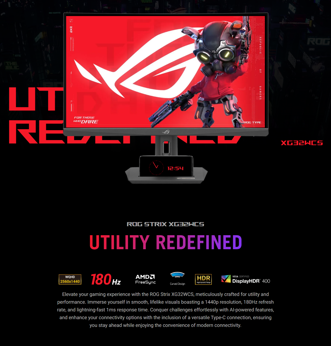 Asus ROG Strix XG32WCS-J 32" WQHD 180Hz 1ms Fast VA Technology AMD ...