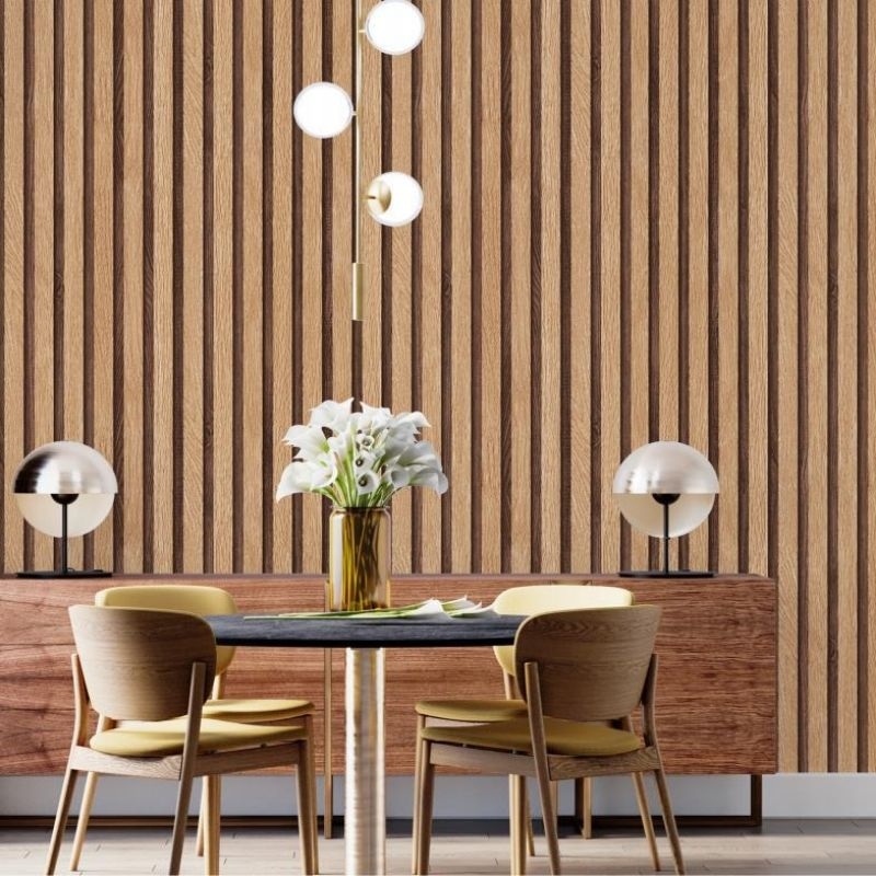 118Inch Wallpaper Wood Flute Design PVC Wood Cladding Design Waterproof ...
