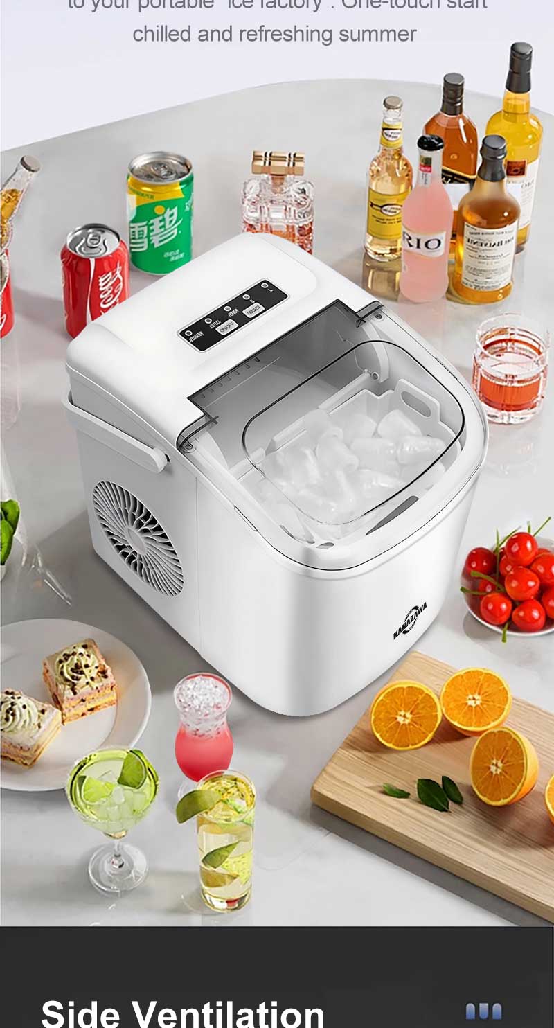 KANAZAWA Automatic Ice Maker With Handle Portable White/Black 15Kg/24H ...