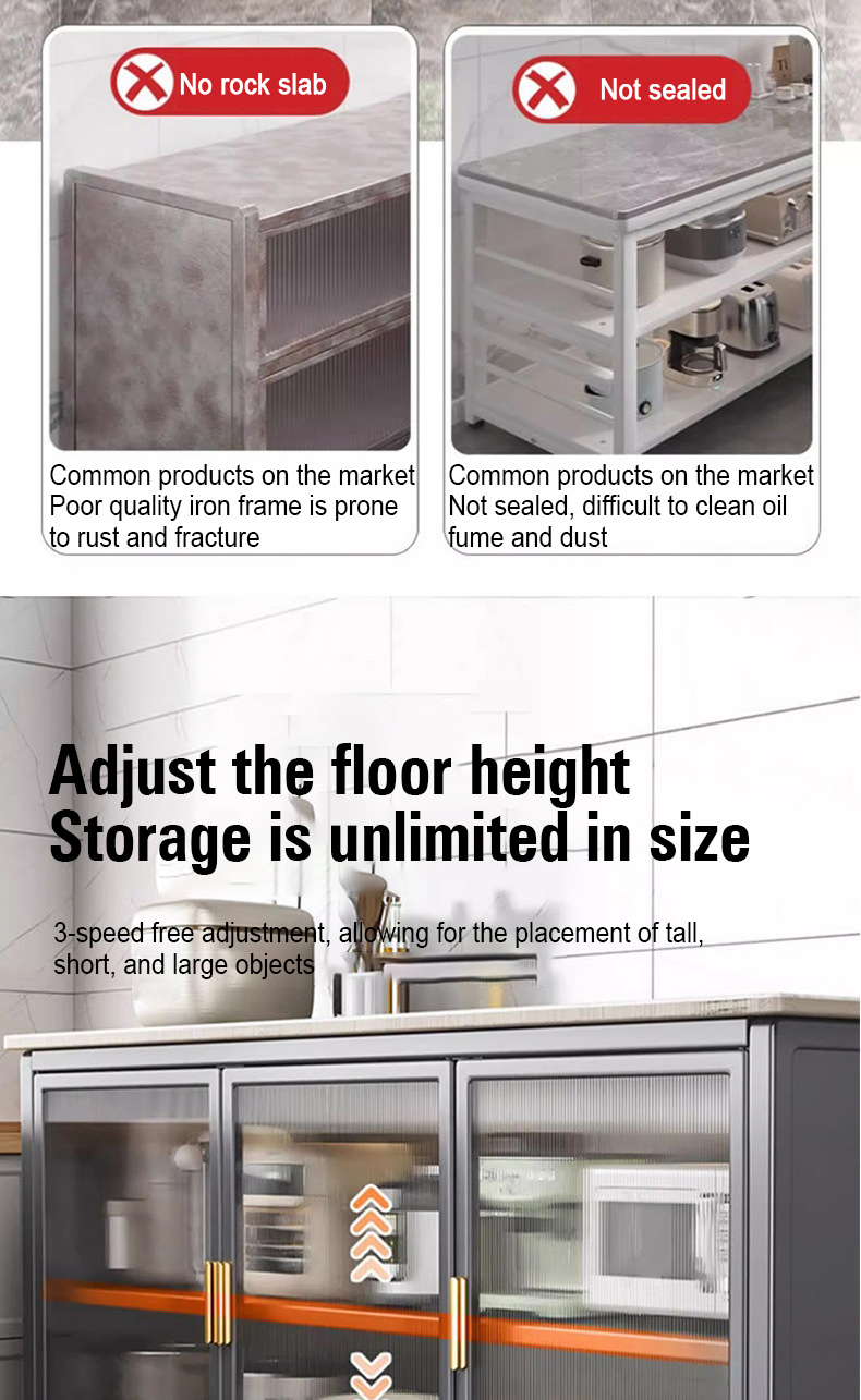 SWG Kitchen Storage Cabinet Sideboard Cupboard Cabon Steel Organizer ...