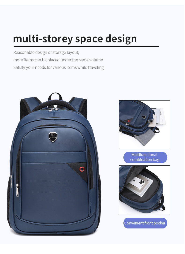 VOLUNTEER School Bag For Men Multi-storey Space Laptop Backpack High ...