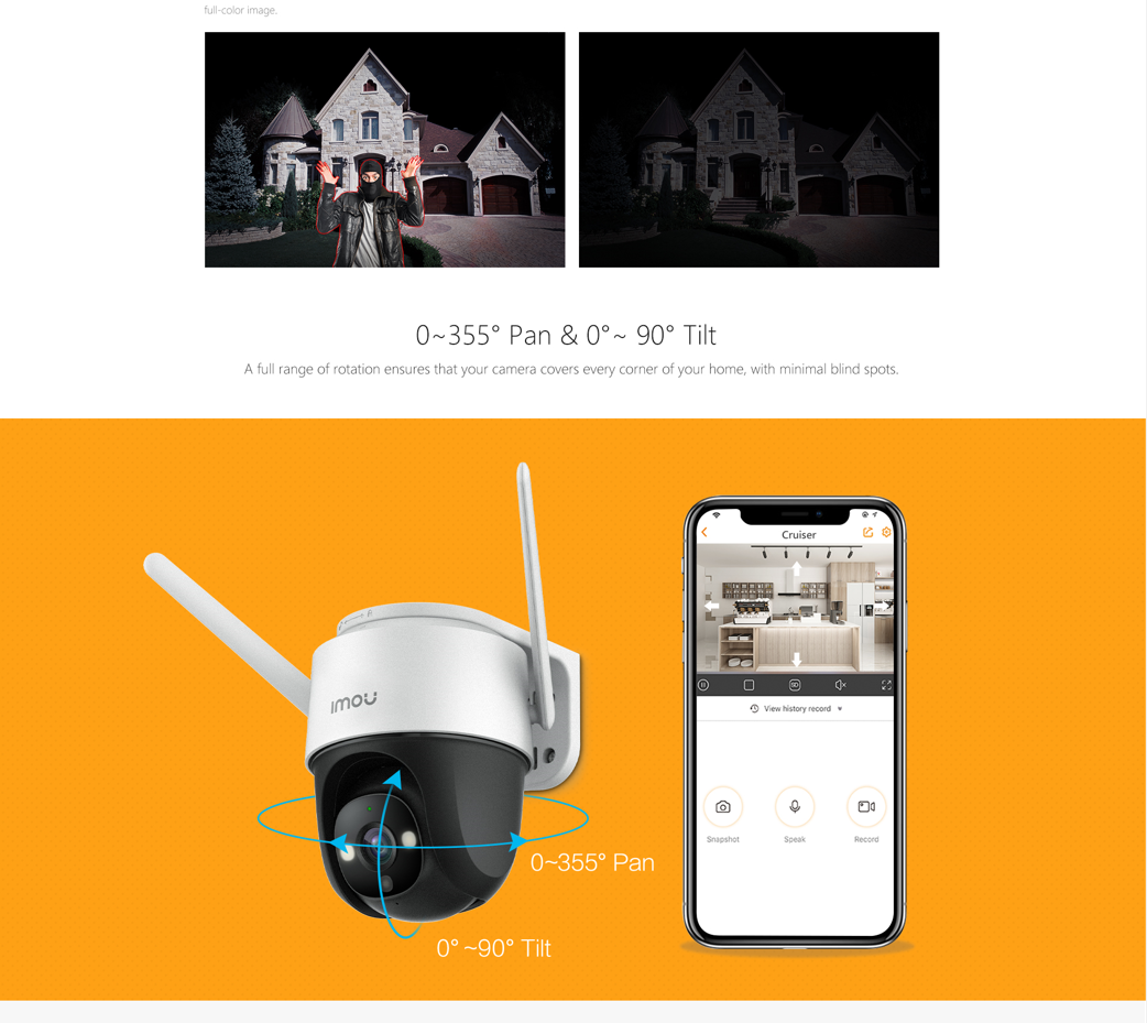 Imou Cruiser SE+ 2MP/3MP/4MP/5MP H.265 WiFi P&T Camera IP66 ...