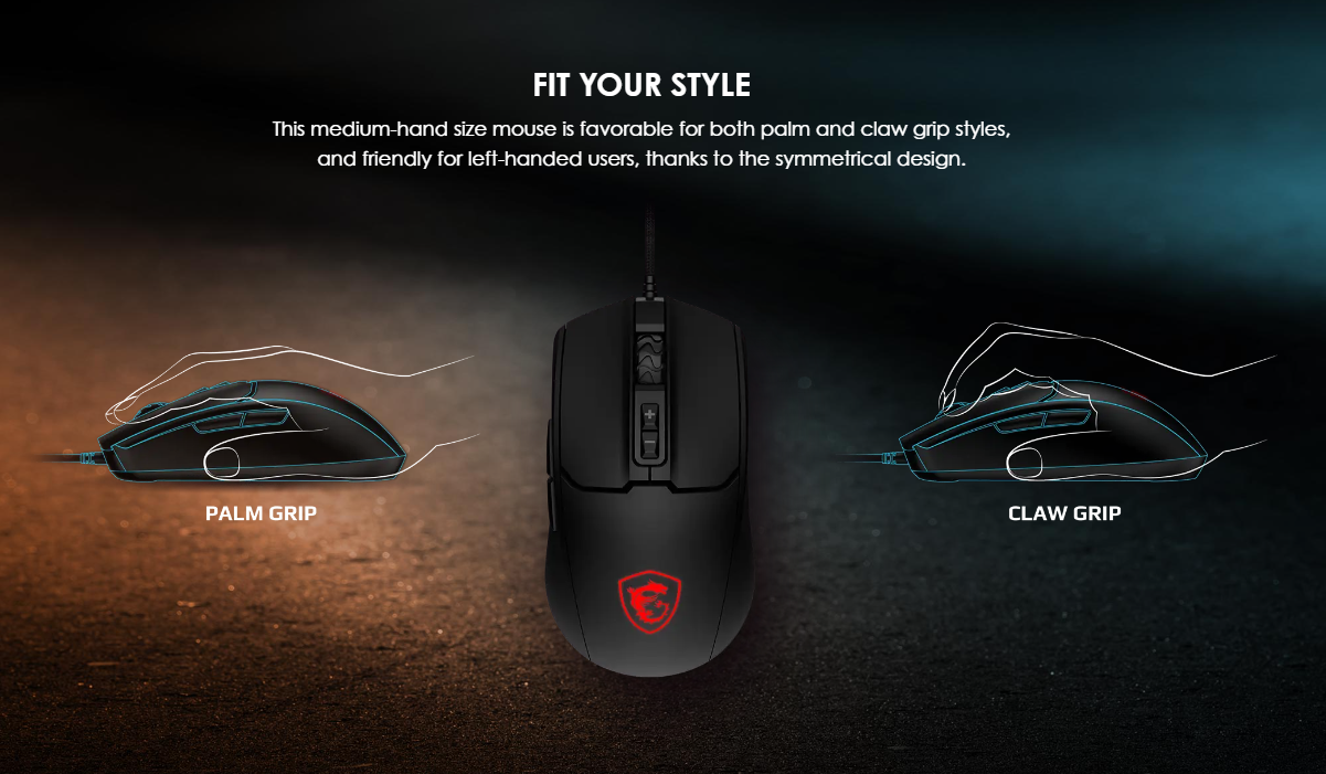MSI Gaming Wired Mouse Forge GM100 Black RGB LED Optical Mouse Sensor ...