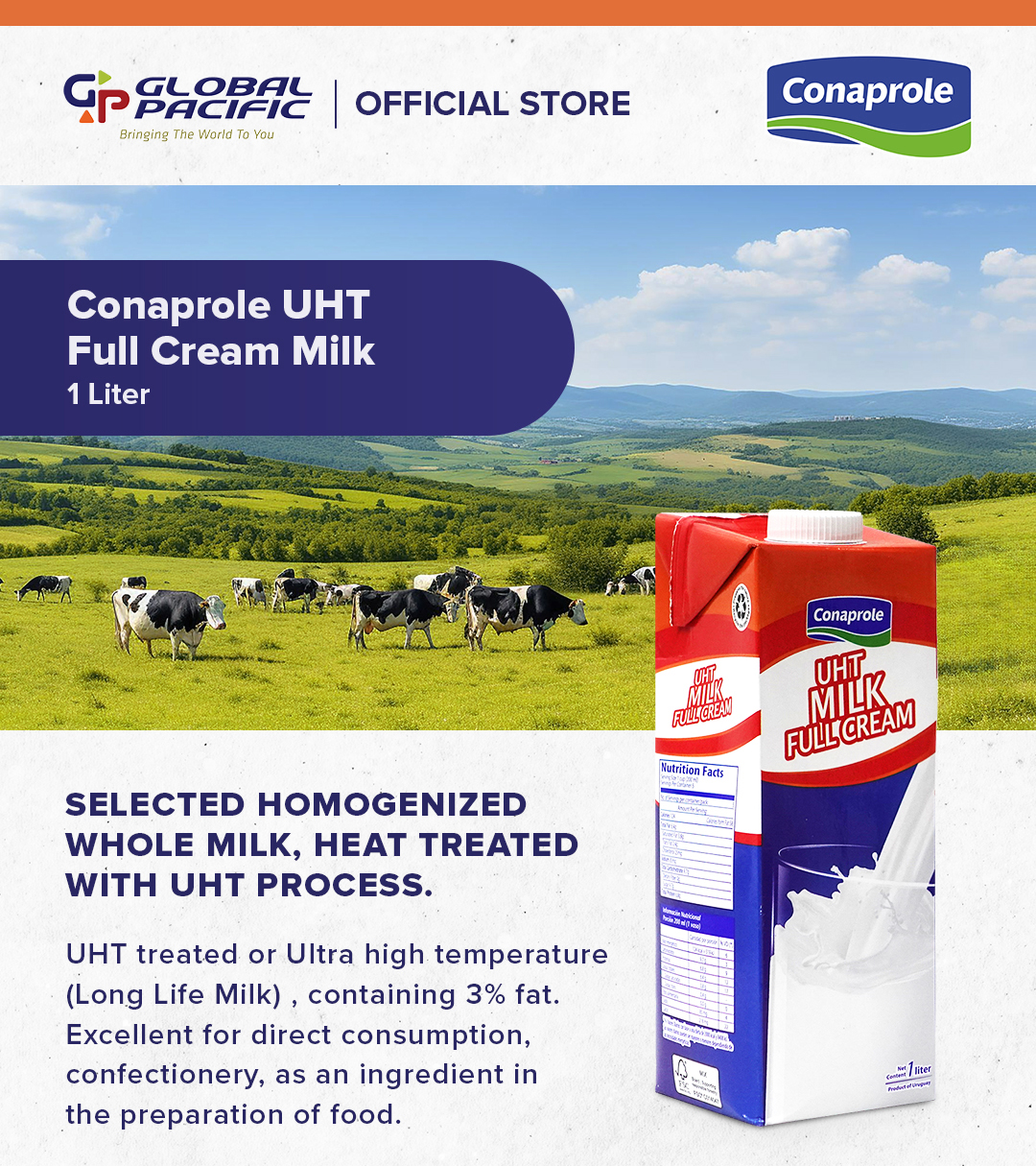 Conaprole UHT Full Cream Milk 1L Set of 3 | Shopee Philippines
