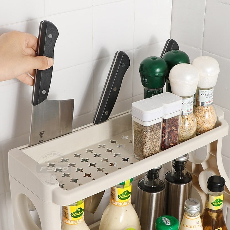 SPICE SEASONING STORAGE RACK KITCHEN FLOOR SHELF DOUBLE-LAYER KITCHEN ...