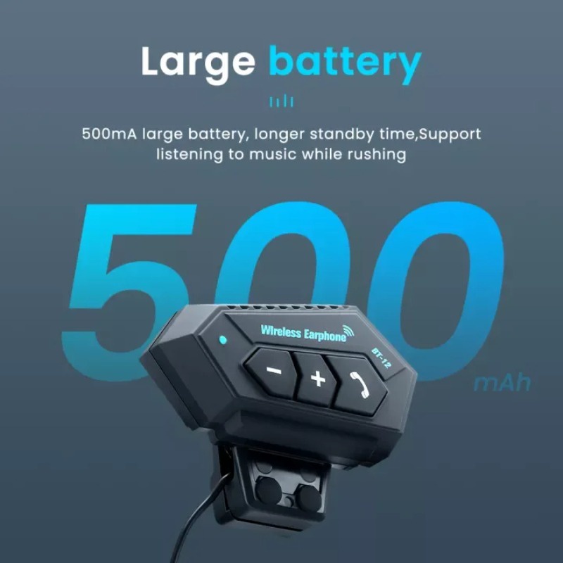 BT12 Bluetooth Waterproof Headset Bass Sound Noise Reduction Motorcycle ...