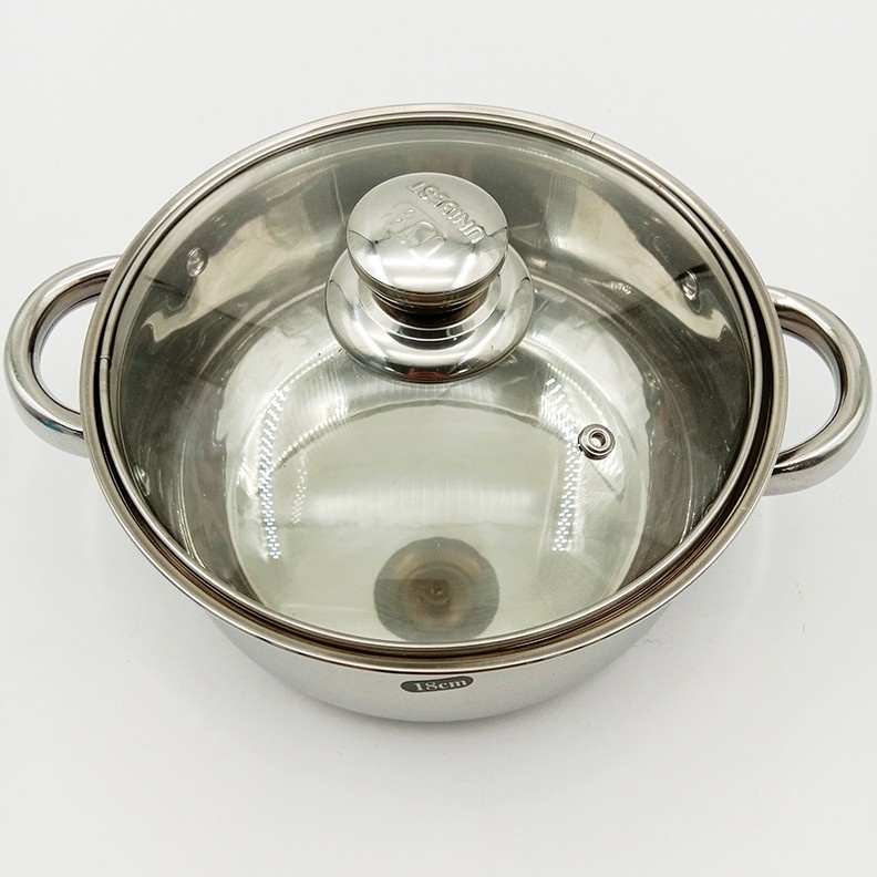UNIBEST Double Handle and Bottom Arc Pot Casserole Stainless Steel Soup ...