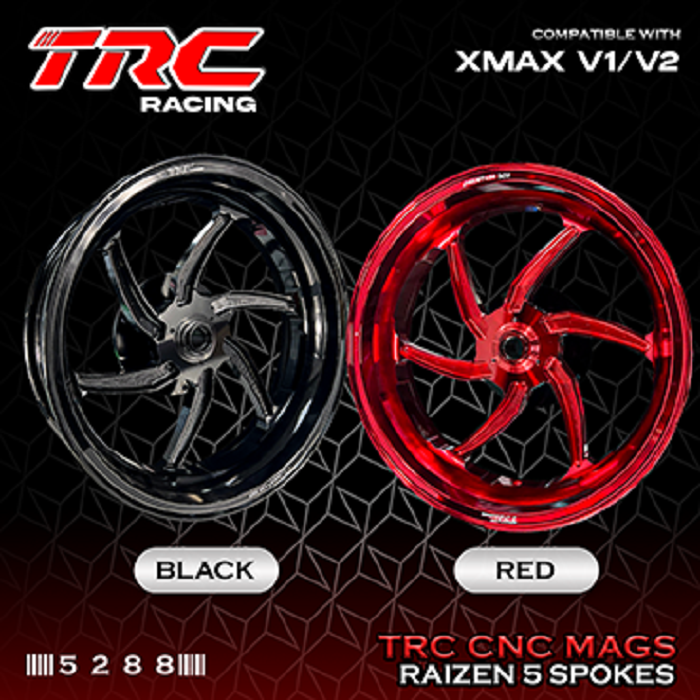 TRC CNC RAIZEN 5 SPOKES MAG WHEELS (3.5*15 F x 4.0*14 R) for XMAX 300 ...