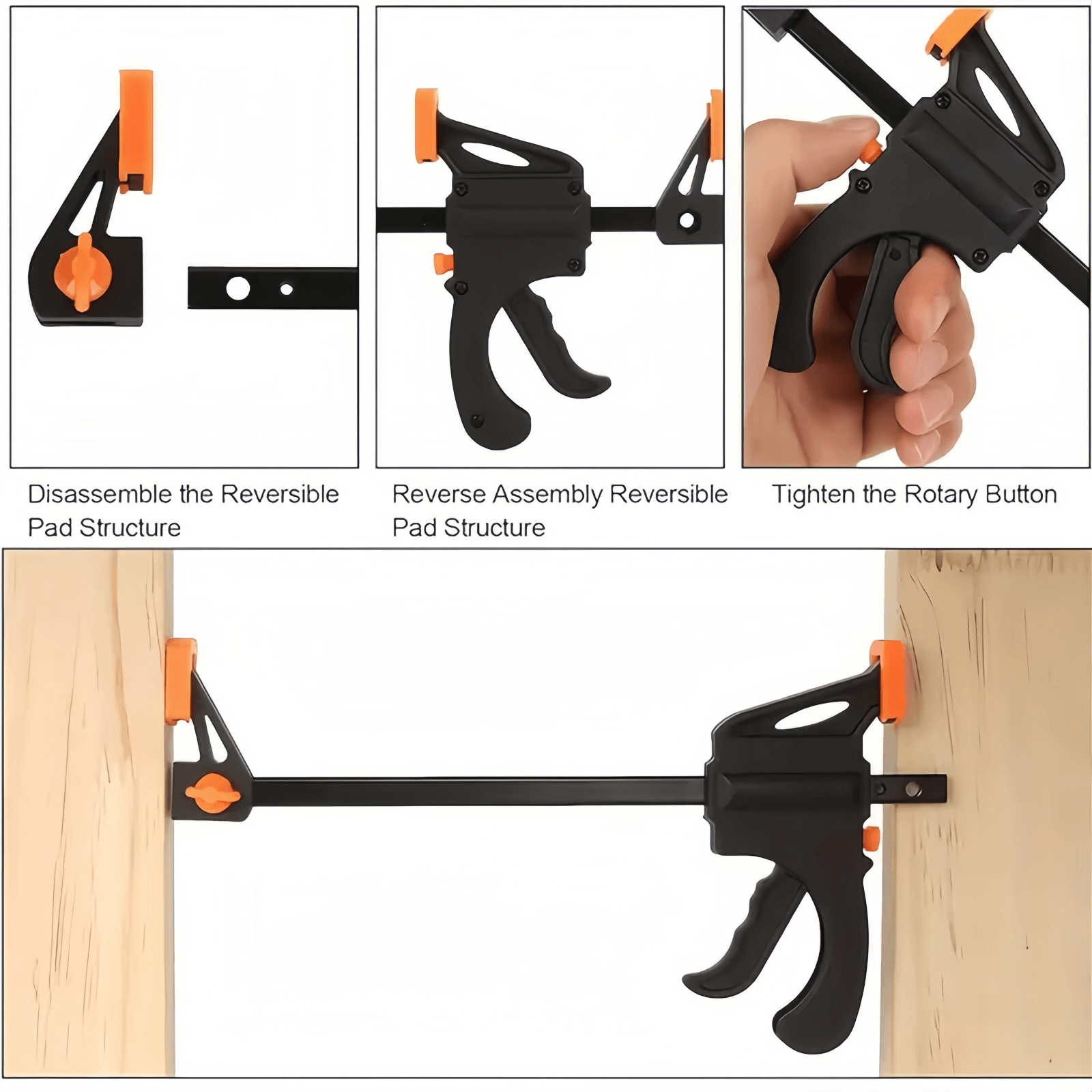 4" F Clamp, Woodworking Clamp, Hard Quick Ratchet Release Speed Squeeze ...