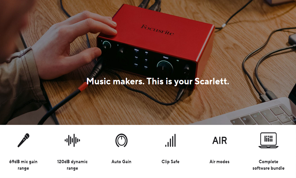 Focusrite Scarlett 4i4 4th Gen USB Audio MIDI Interface w/ 4 in / 4 Out ...